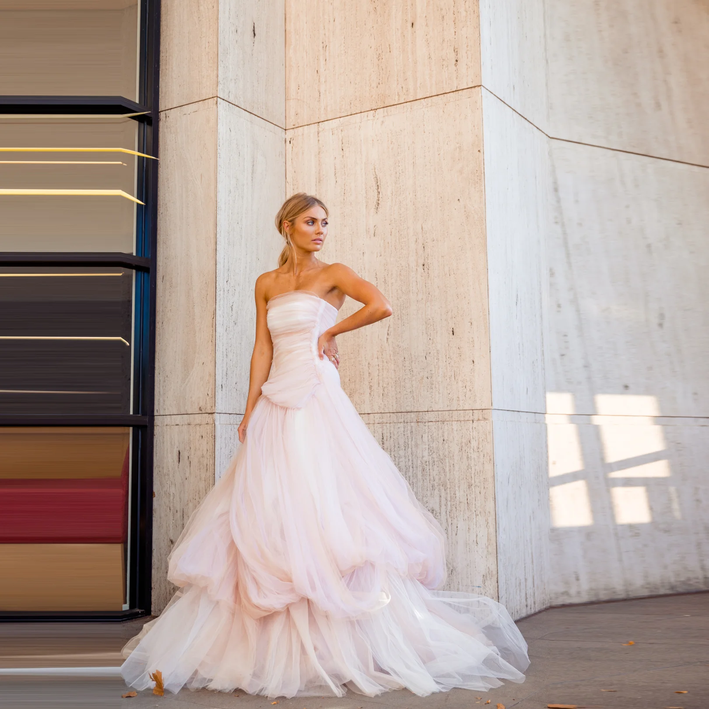 Pink Puffy Prom Gowns Lush Layered Strapless Party Dress Custom Made L ...